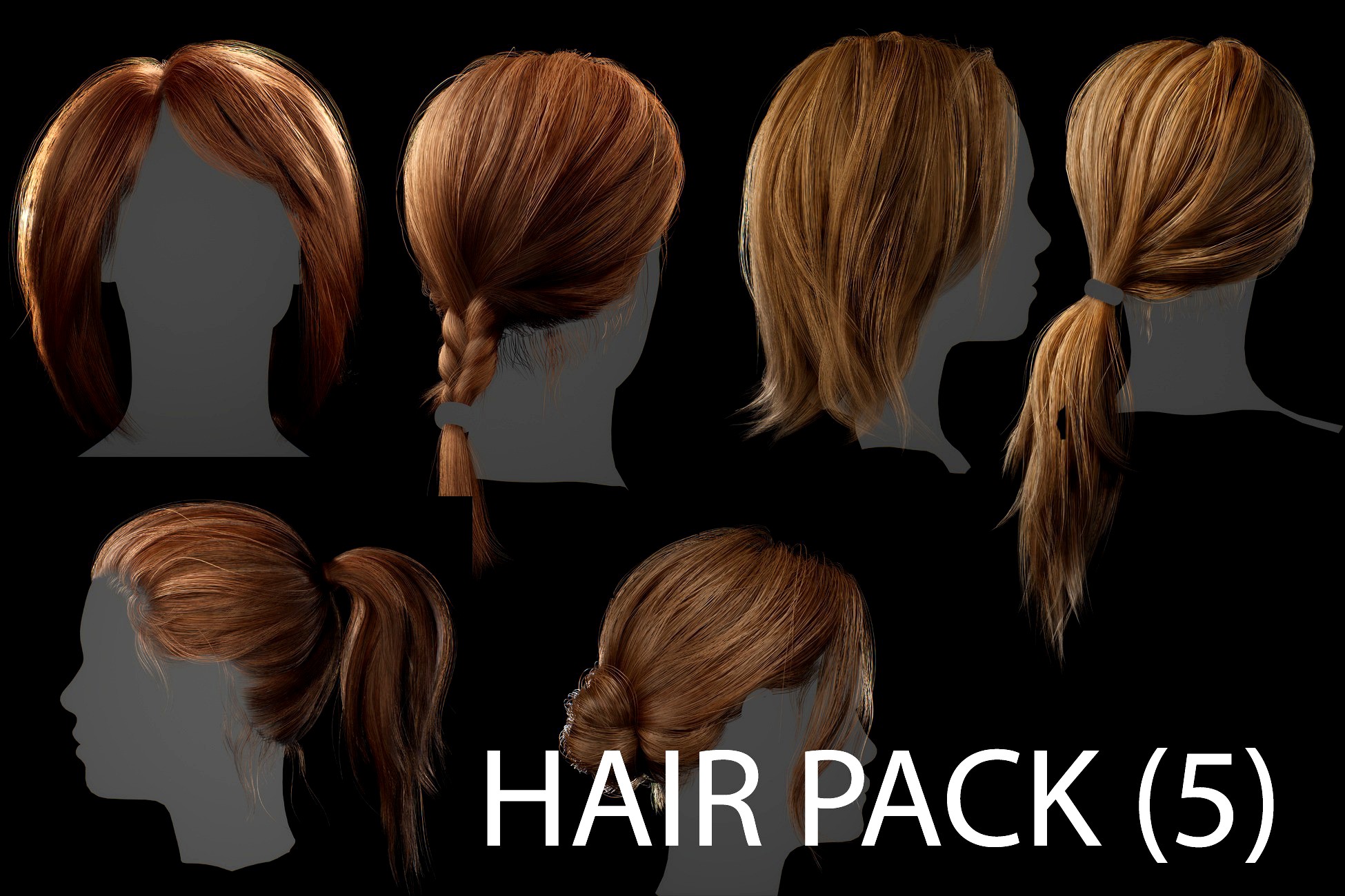Essential Real-Time Hair Pack – Game-Ready Hairstyles for Unity 3d model