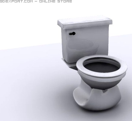 Toilet with full piping 3D Model