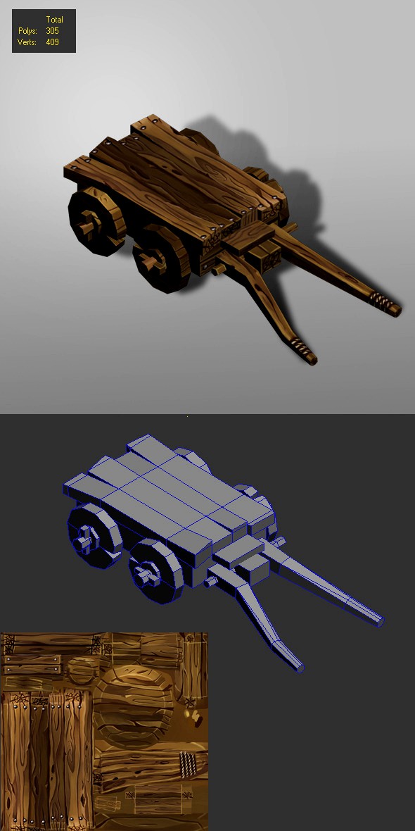 carriage low poly-1 3d model