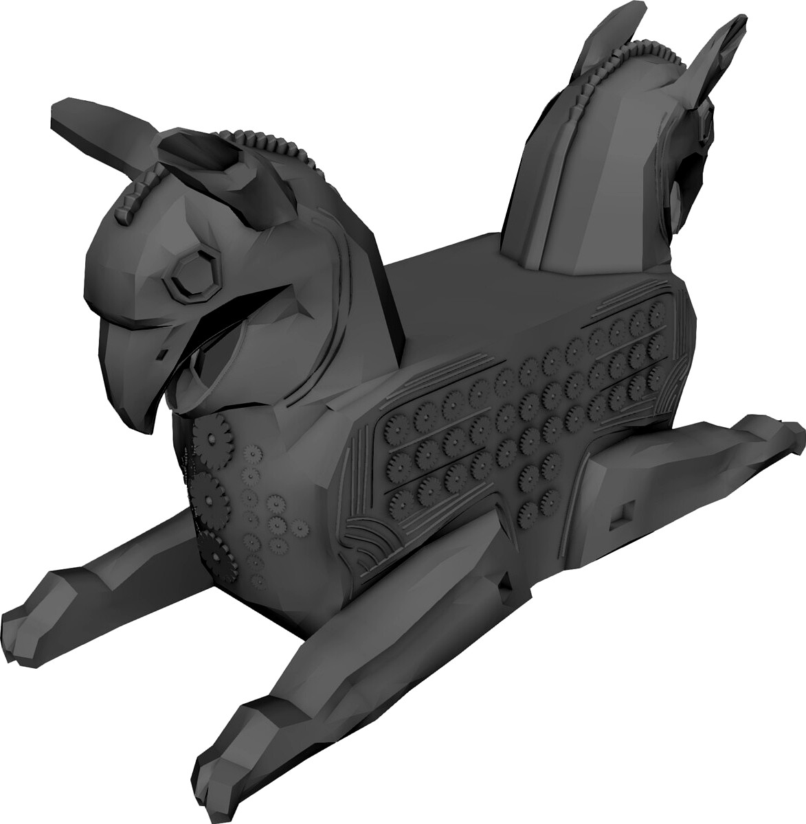 Huma Bird Ancient Persian Sculpture 3d model