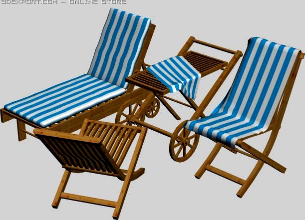 Swimming pool furniture 3D Model