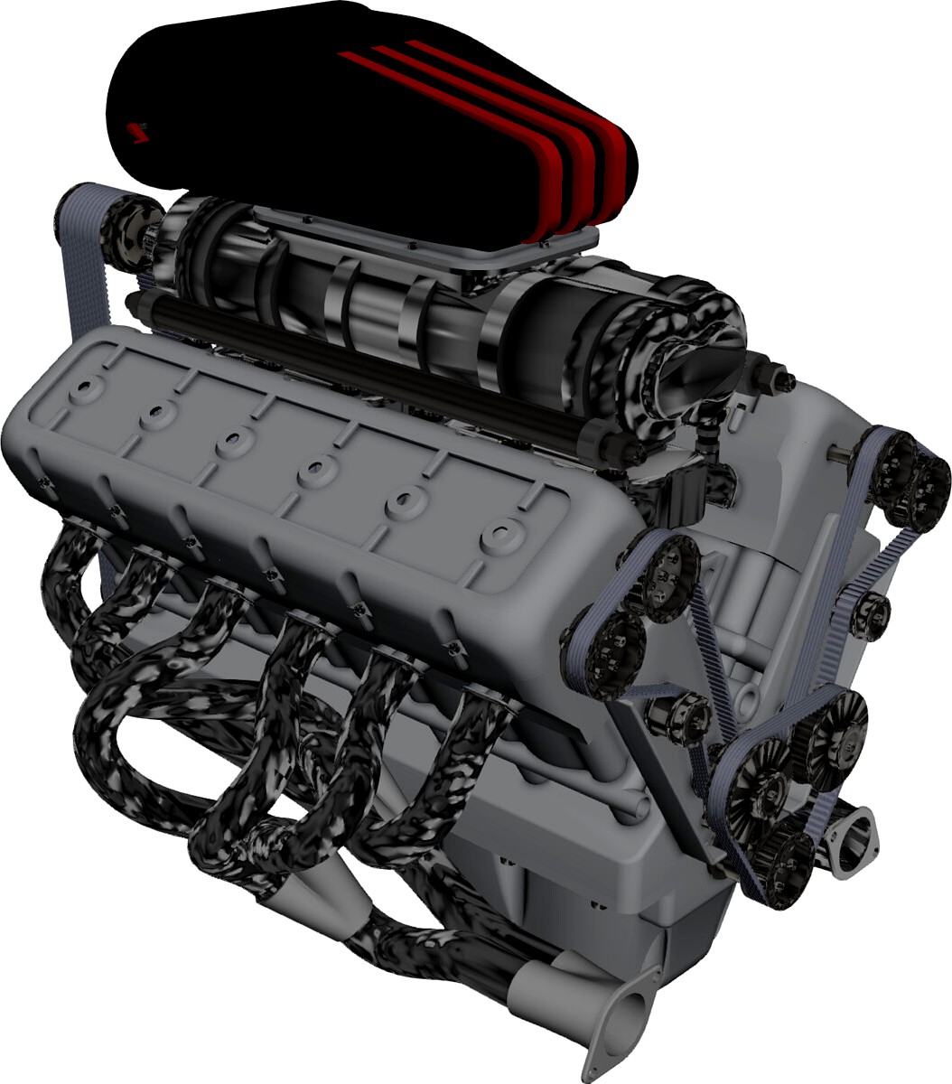 Engine V12 3D CAD Model
