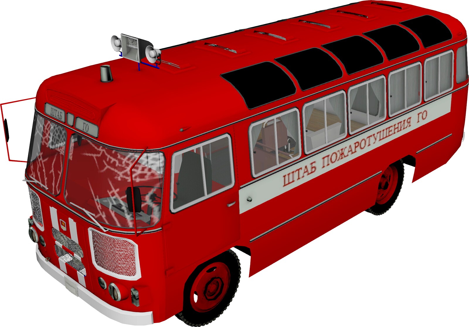 PAZ 672 Soviet Fire Department 3d model