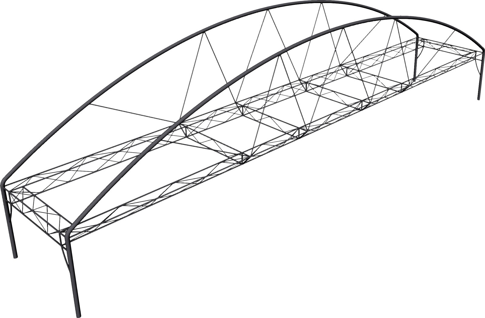 Arched Fink Truss Bridge 3D CAD Model