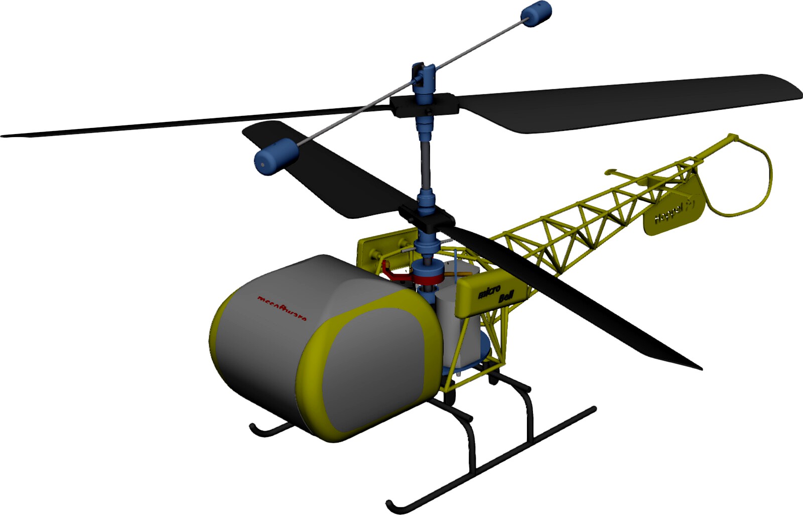 RC Helicopter Bell 47g 3D CAD Model