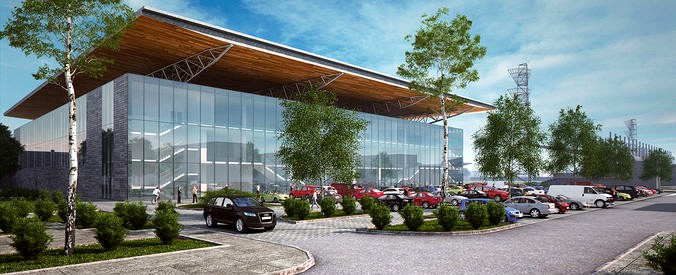 Office Commercial Building Business Center scene exterior vray 3d model