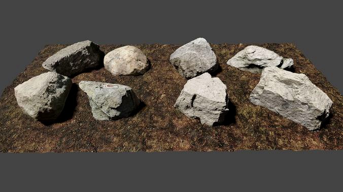 Photo-Realistic Boulders Set of 8 3d model