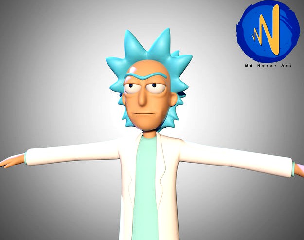 Rick Sanchez 3d Rigged Animated model