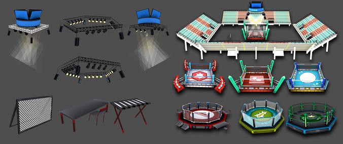 Cartoon Boxing Arena 3d model
