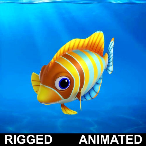 Cartoon Fish12 Rigged Animated 3d model