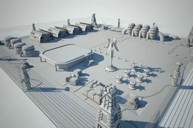 Futuristic sci fi military base 3d model
