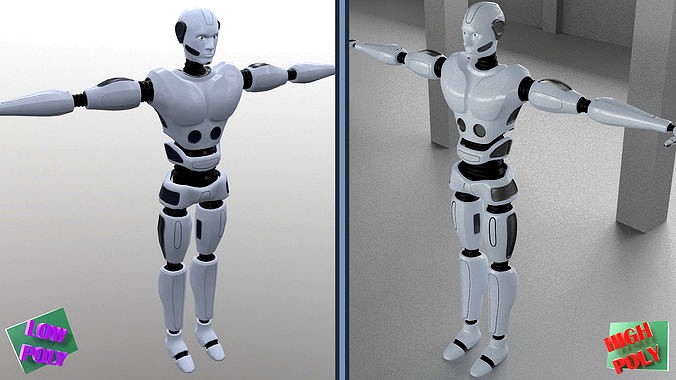 Robot man character 3d model