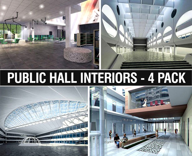 Public Hall Interiors Collection - 4 Pack 3d model