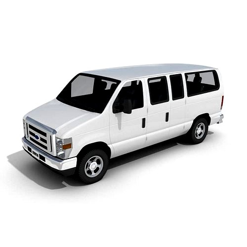 White Four Door Mini Bus 3d model