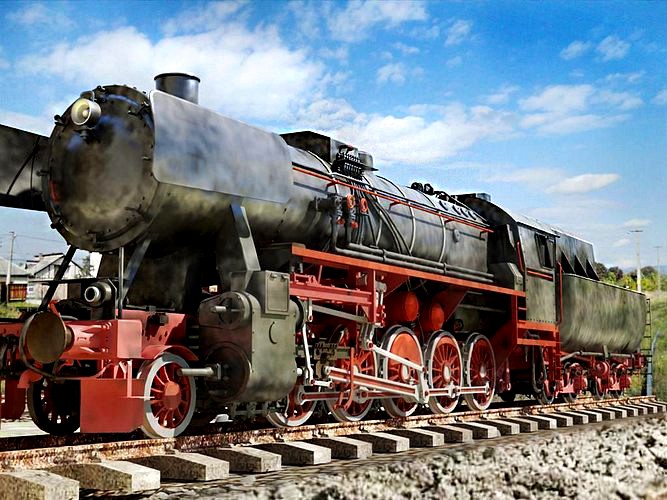 BR-52 Kriegslok Steam Locomotive Engine 3d model