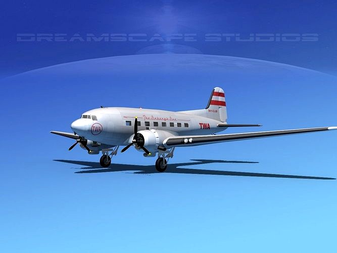 Douglas DC-3 TWA 3d model