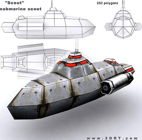 3DRT - Sci-Fi Naval Vessel - Scout model