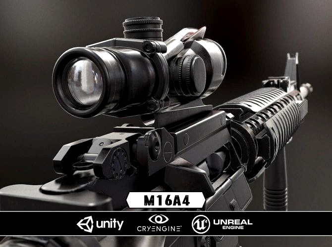 M16A4 and Acog Scope - Model and Textures 3d