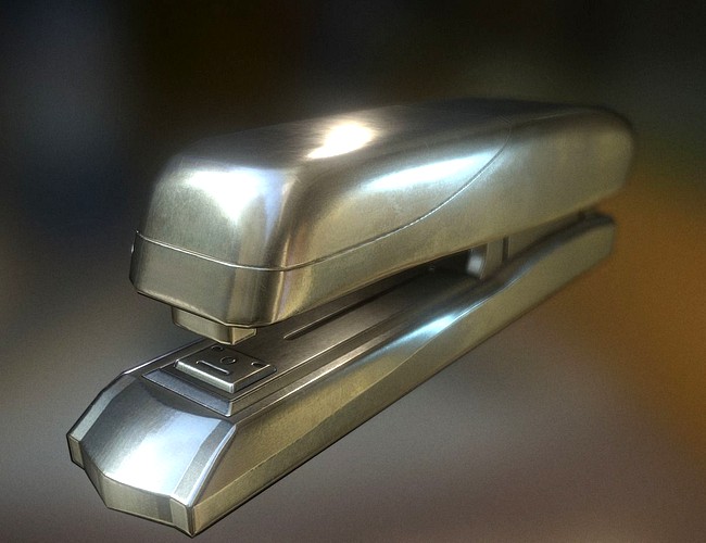 Stapler Rigged And Animated Silver Version 3d model