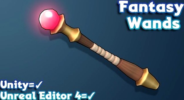 Hand-Painted Fantasy RPG Weapons - Wands 3d model