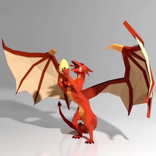 Dragon low poly style 3d model