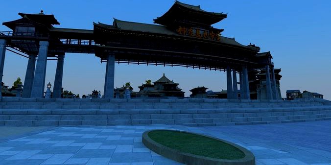 Island ancient architecture 3d model