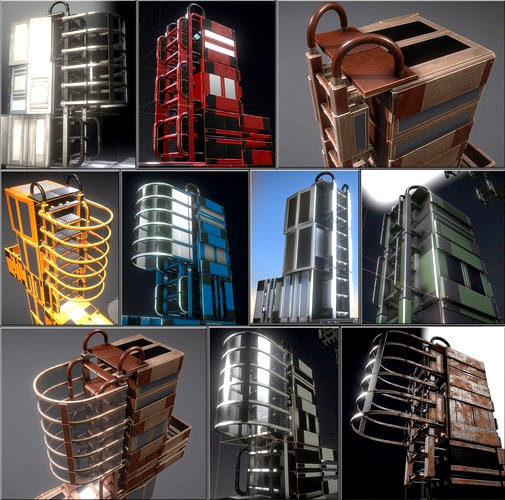 Modular Ladders - Package - All Available PBR Textures 3d model