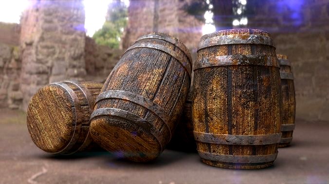 3D Medieval realistic barrels model