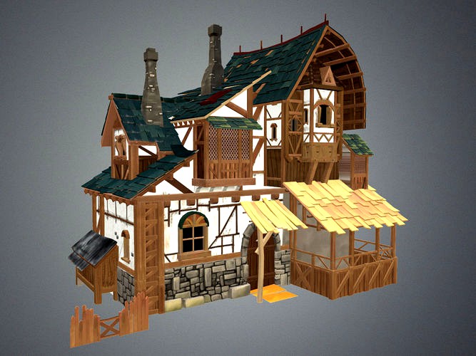 Low Poly Medieval House 3d model