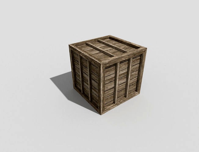low poly wooden crate 3d model