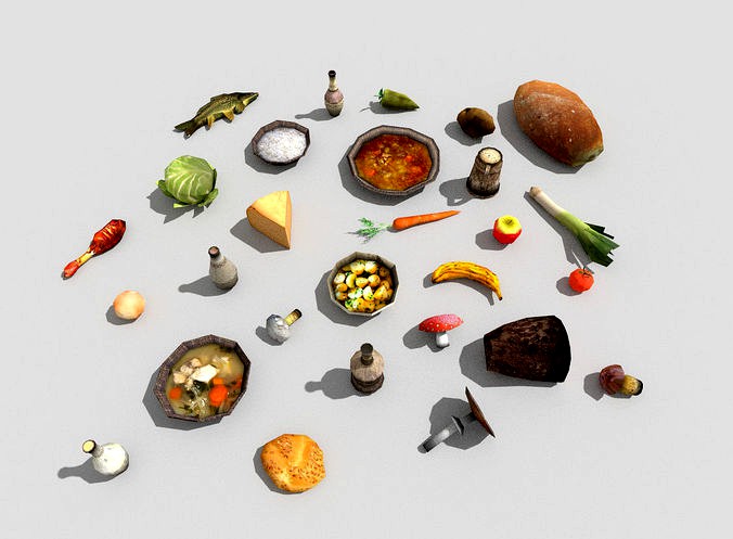 huge low poly food collection 3d model