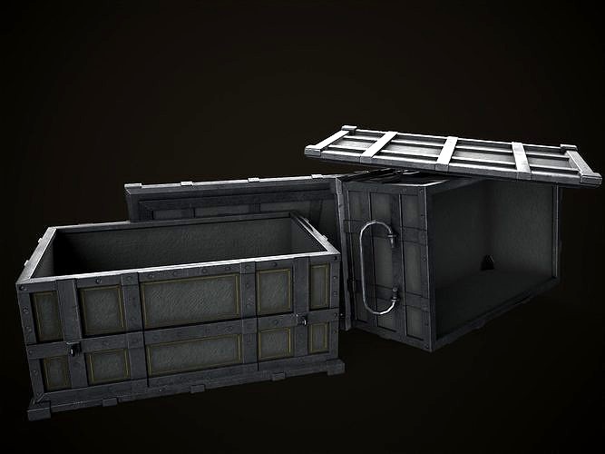 Game Ready Metal Crate with Lid 3d model