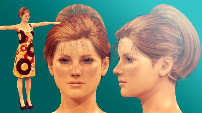 Female model rigged 3d
