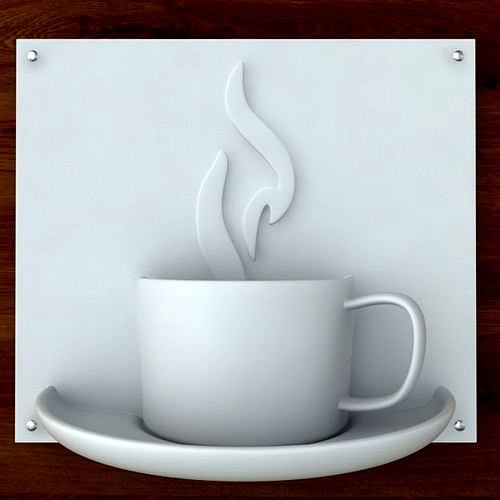 3d printable Coffee sign STL OBJ | 3D model