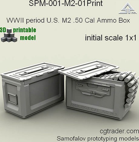 SPM-001-M2-01Print WWII period US M2 50 Cal Ammo Box | 3D model