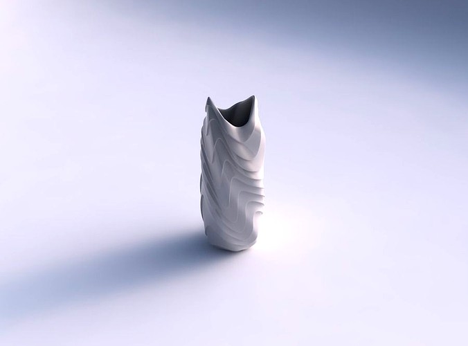 Vase twisted double arc hexagon with horizontal wavy inverted layers ...