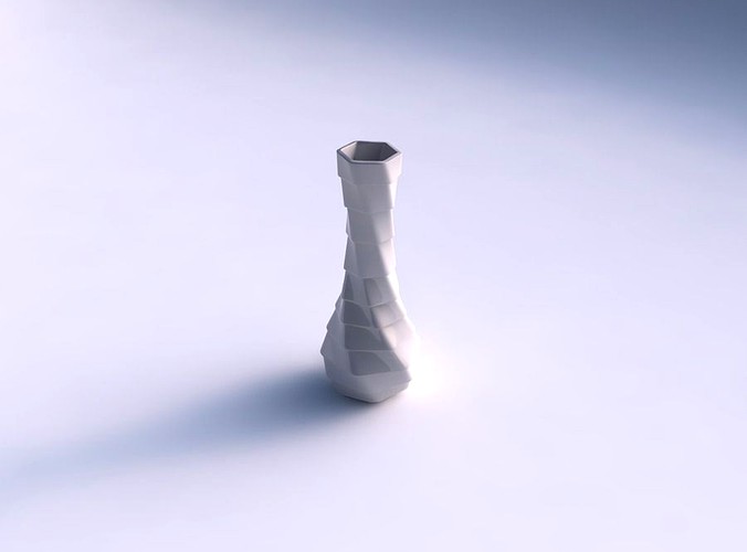 Vase twisted larger opening hexagon with horizontal inverted layers ...