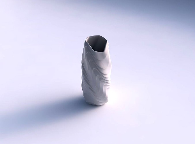 Vase twisted arc hexagon with horizontal wavy inverted layers | 3D model