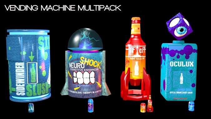 Game-Ready Vending Machine Power-up Dispenser Multipack 3d model