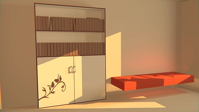 Modern Low-Poly Wardrobe 3d model