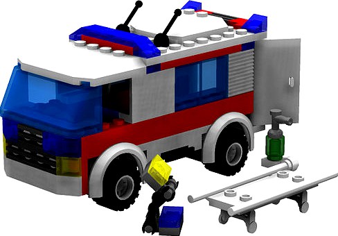 Modular Brick Ambulance Set Poser 3d model