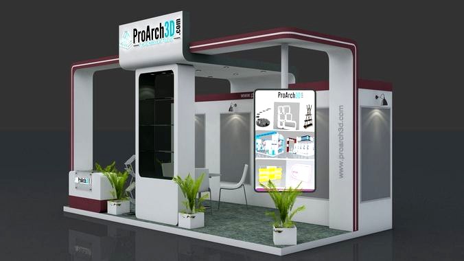 Exhibition stall 3d model 6x3 3 side open