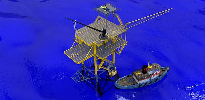 4 pile production platform 3d model