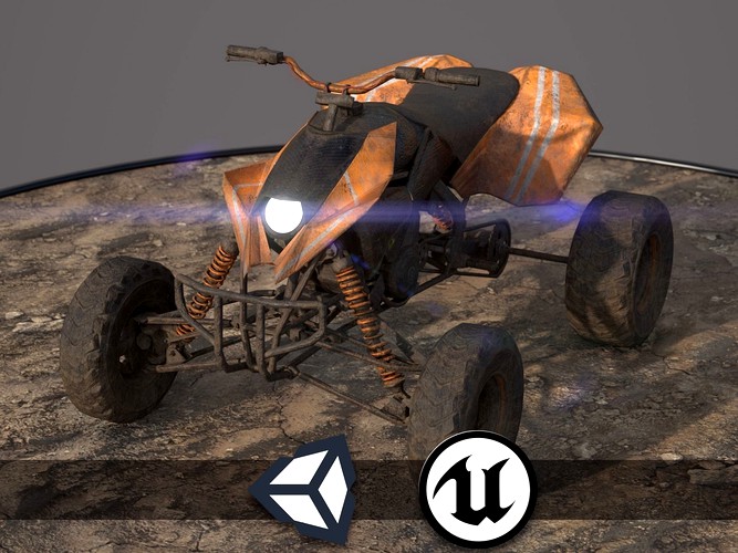 ATV - Quad Post Apocalyptic Vehicle - PBR - Game Ready 3d model