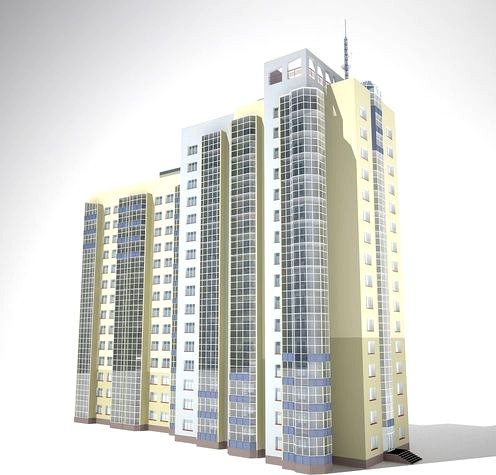 16 floor building 3d model