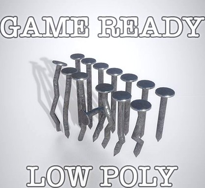 Nails low-poly game ready PBR 3d model