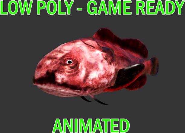 Low poly Blob Fish Animated - Game Ready 3d model
