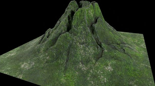 Low poly volcano mountain model 3d