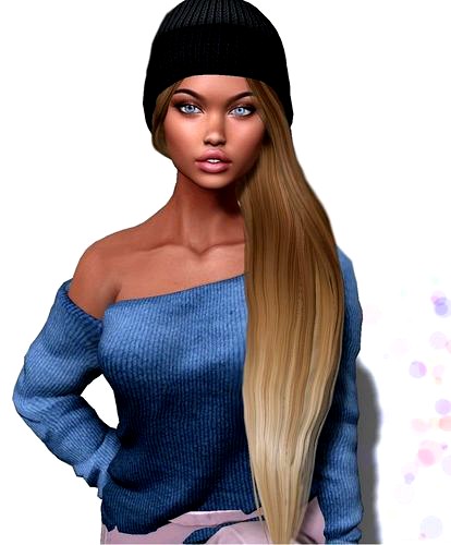 Female hair style rigged 3D model