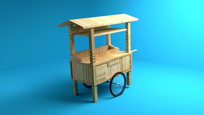 Gerobak - Traditional Wagon 3d model
